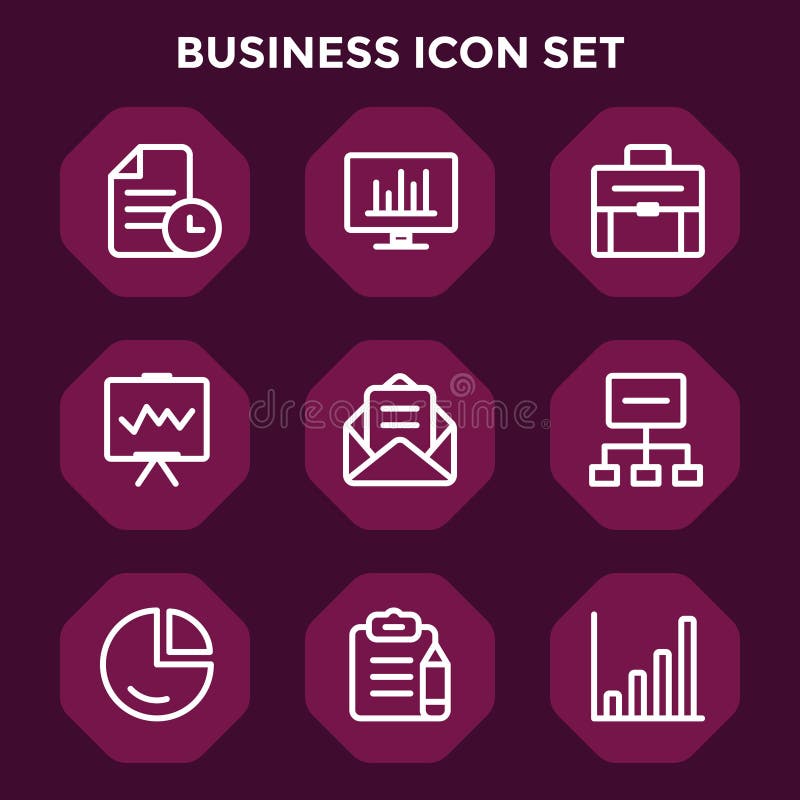 Business Icon Set in Red Maroon Background for Web Design Stock Vector ...