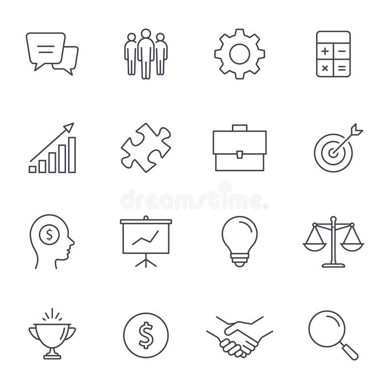 Business Icon Set, Vector Line Symbols Isolated on White Stock Vector ...