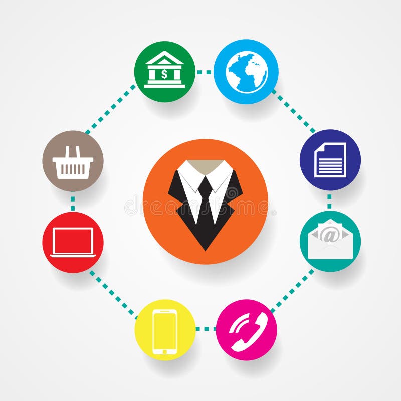 Business Icons Flat Vector Illustration Communication Stock Vector ...