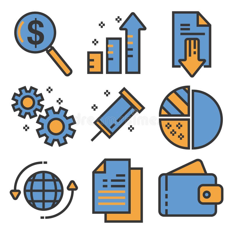 Business Icons Line Theme Set, Illustration Stock Illustration ...