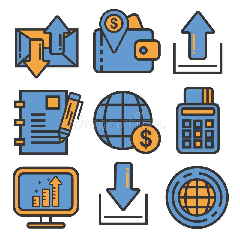 Business Icons Line Theme Set, Illustration Stock Illustration ...