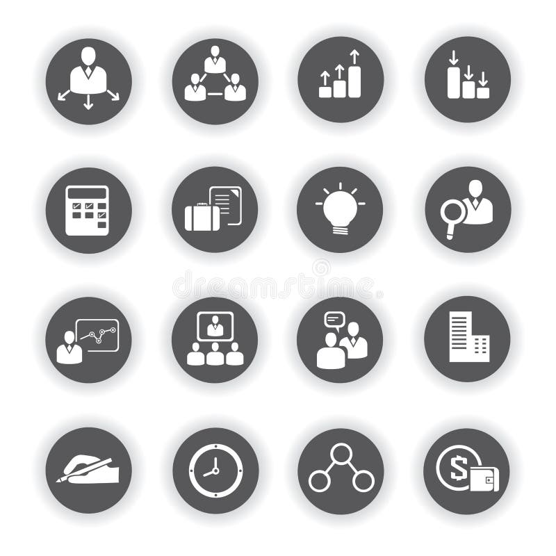 Business Icons, Round Buttons Stock Illustration - Illustration of ...