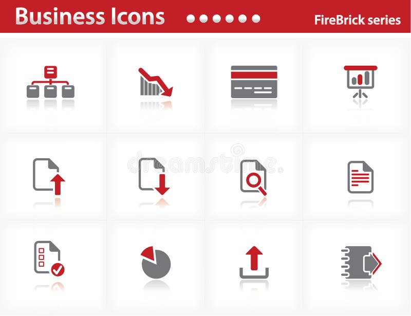 Business Icons Set - Firebrick Series Stock Vector - Illustration of ...