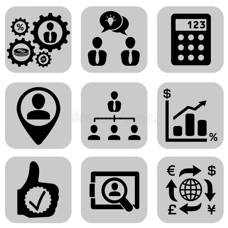 Business Icons Set, Management and Human Resources Stock Vector ...