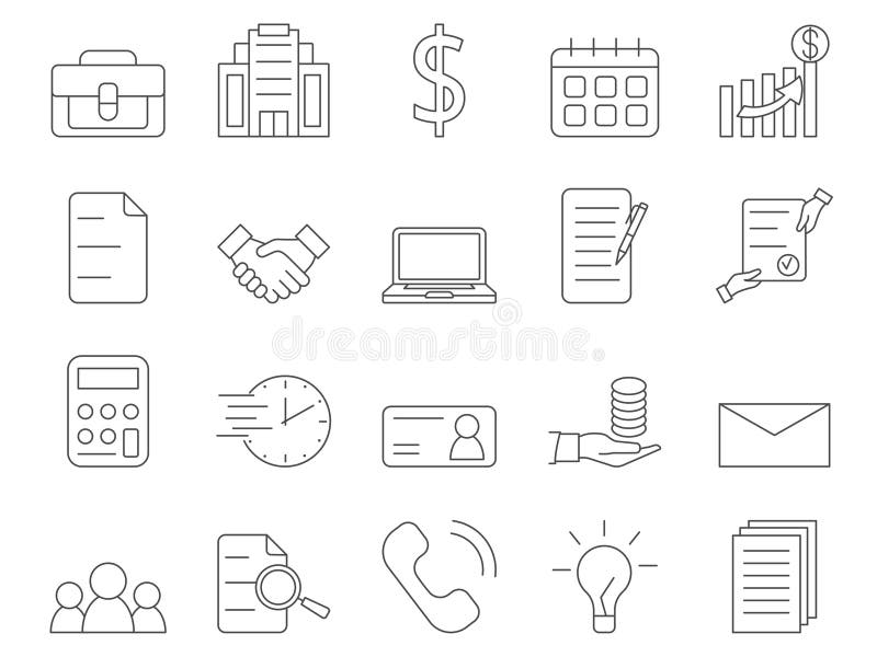 Business Icons Set. Office, Building, Workplace. Editable Stroke ...