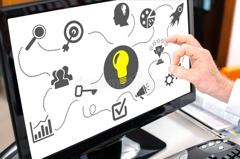 Business Idea Concept on a Computer Monitor Stock Image - Image of ...