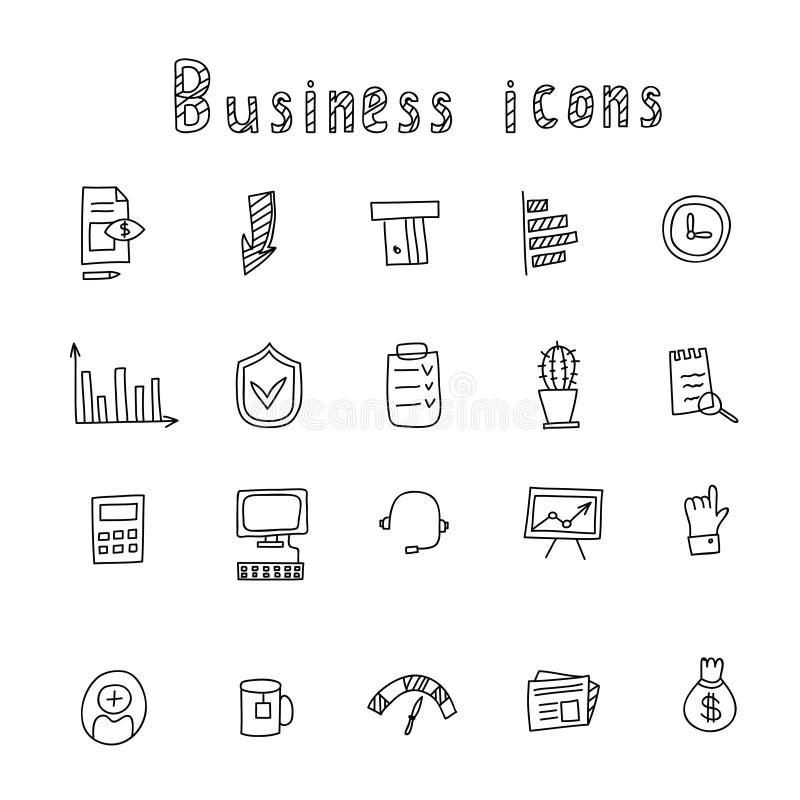 Business Idea Hand Drawn Doodles Icons Set. Vector Illustration. Stock ...