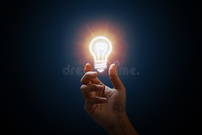 Business Idea. Men Hand Holding Light Bulb Stock Image - Image of ...