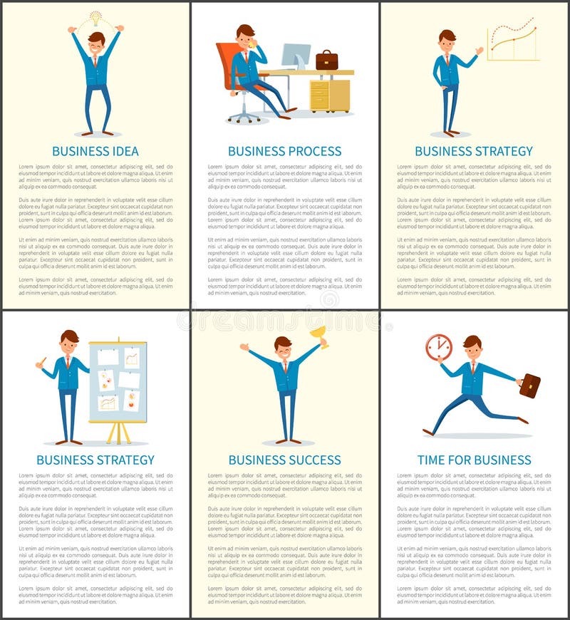 Business Idea and Process, Boss Working in Office Stock Vector ...