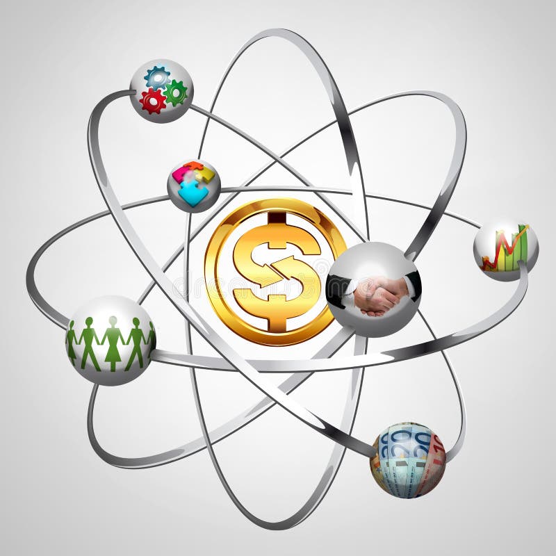Business Idea - Work Creative Concept - Atom with Electrons Stock Image ...