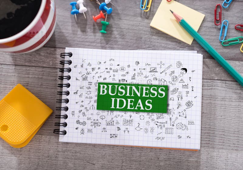 Business Ideas Concept on a Notepad Stock Photo - Image of drawing ...