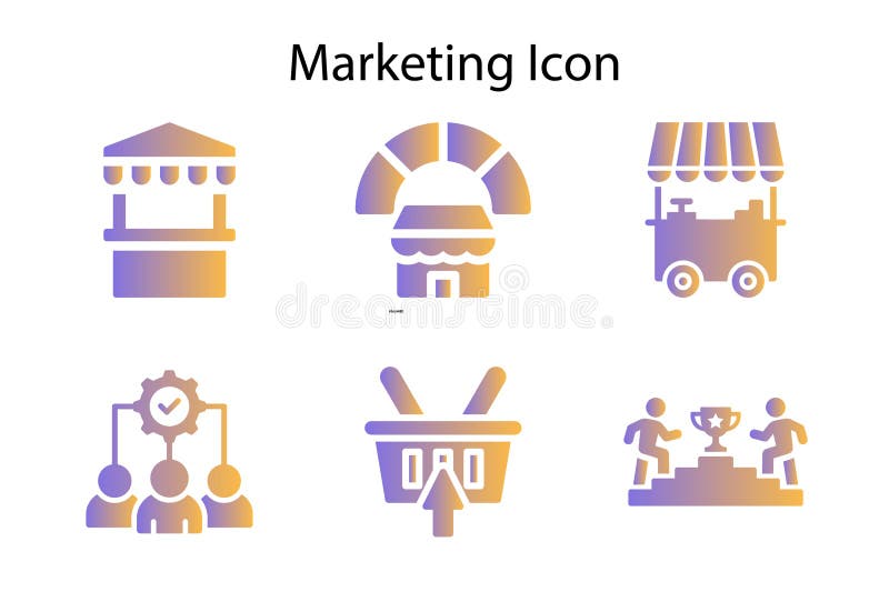 Marketing Illustration Icon Pack Stock Vector - Illustration of tool ...