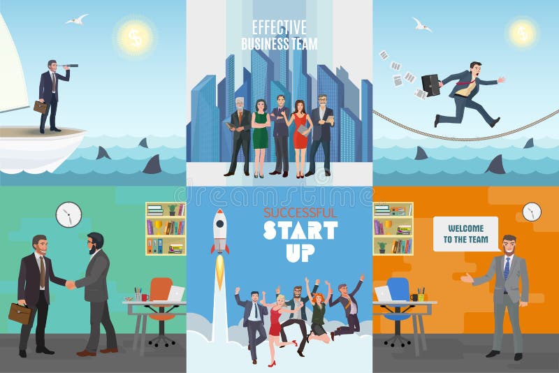 Business illustrations set stock vector. Illustration of employee ...