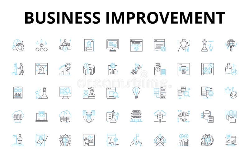 Business Improvement Linear Icons Set. Optimization, Productivity ...