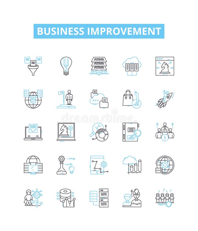 Business Improvement Vector Line Icons Set. Optimization, Performance ...