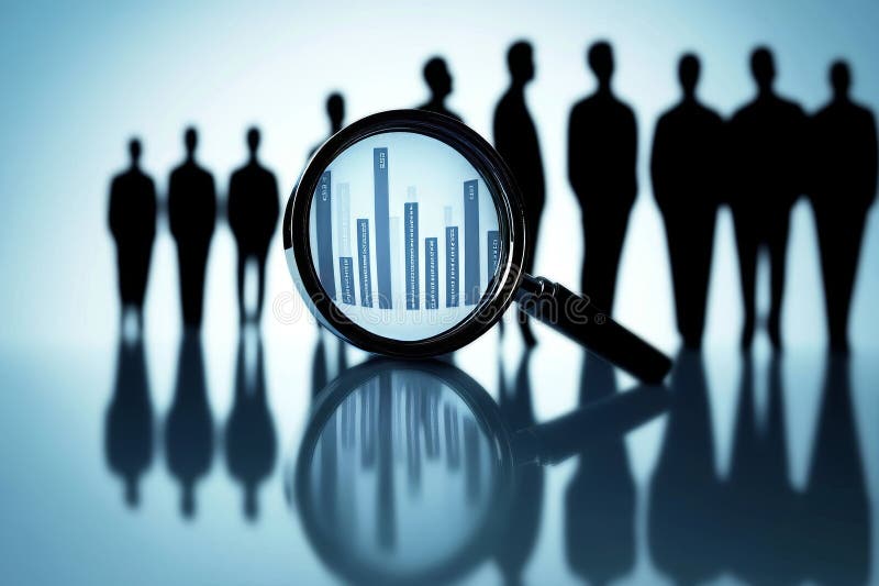 Business Individuals Analyzing Data Charts with a Magnifying Glass ...