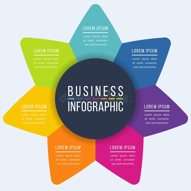 Business Infographic Circle Design 7 Steps, Objects, Elements or ...