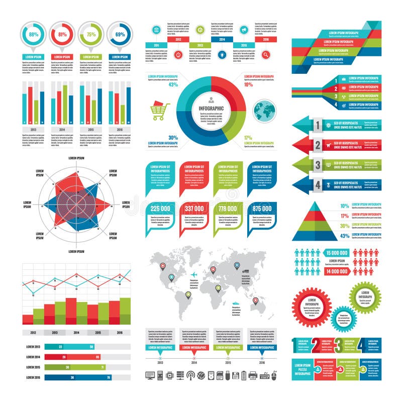 Business Infographic Concept - Vector Set of Infographic Elements in Flat Design Stock Vector ...