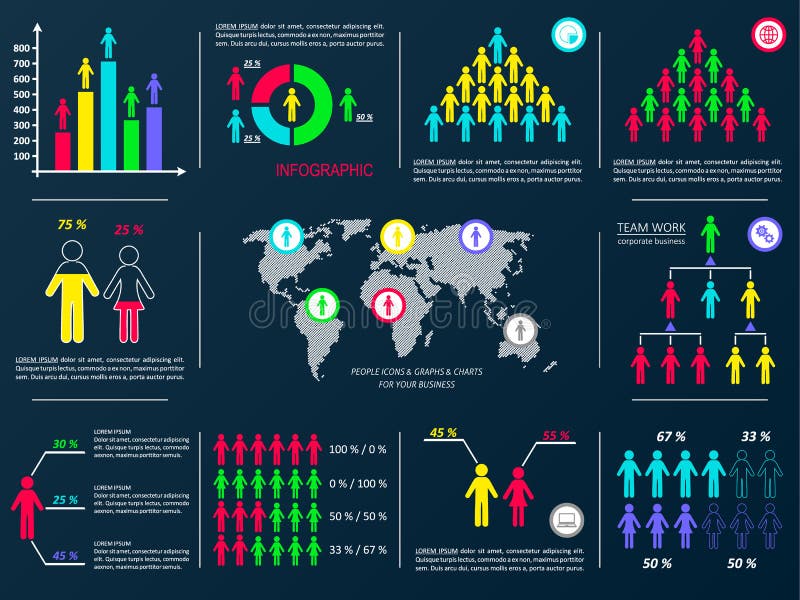 Editable People Infographics For Reports And Presentation, Percents ...