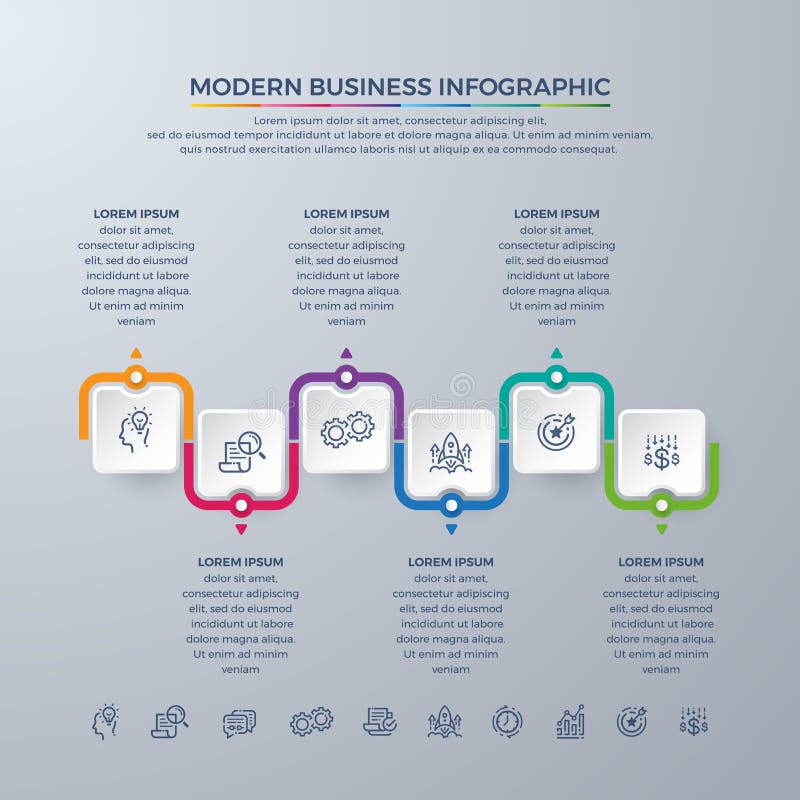 Business Infographic Design with 6 Process Choices or Steps. Design ...