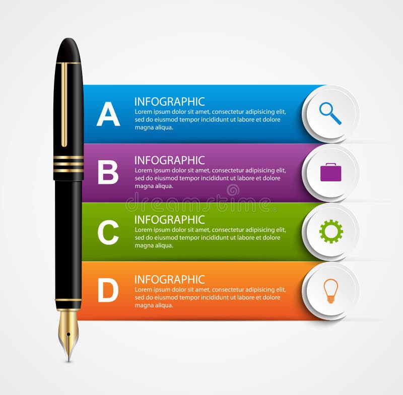 Business Infographic Design Template. Colored Ink Pens Stock Vector ...