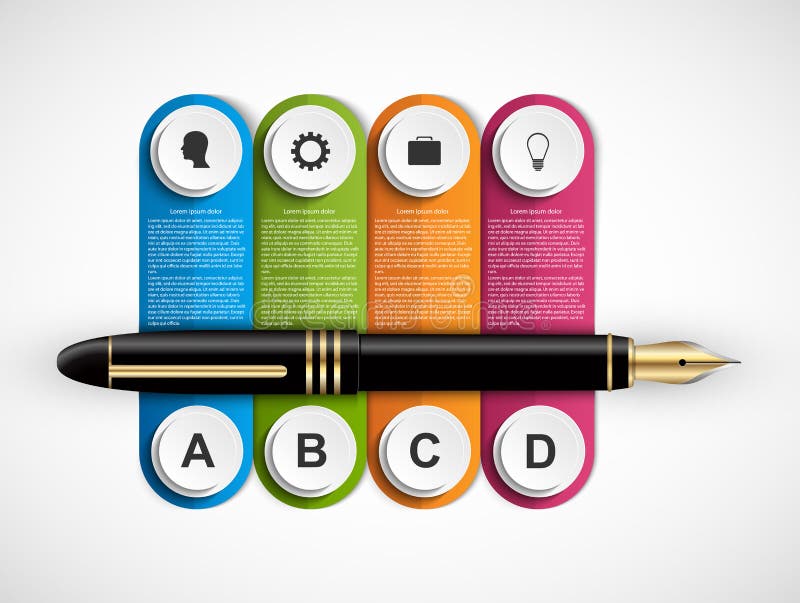 Business Infographic Design Template. Colored Ink Pens Stock Vector ...