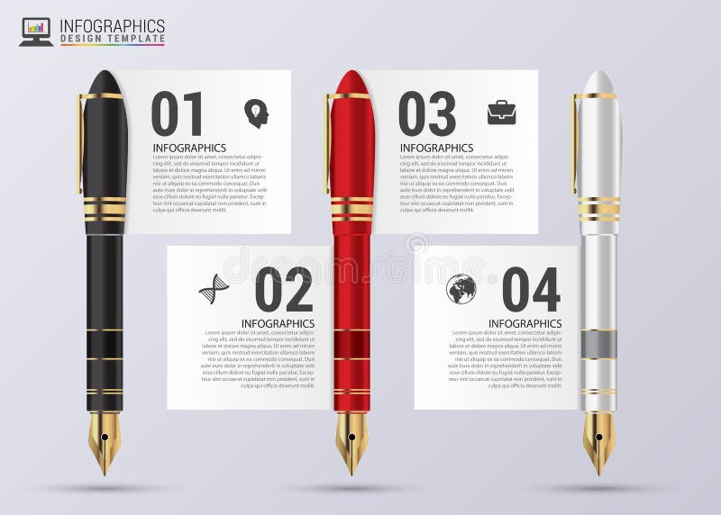 Business Infographic Design Template. Colorful Pens Stock Vector ...