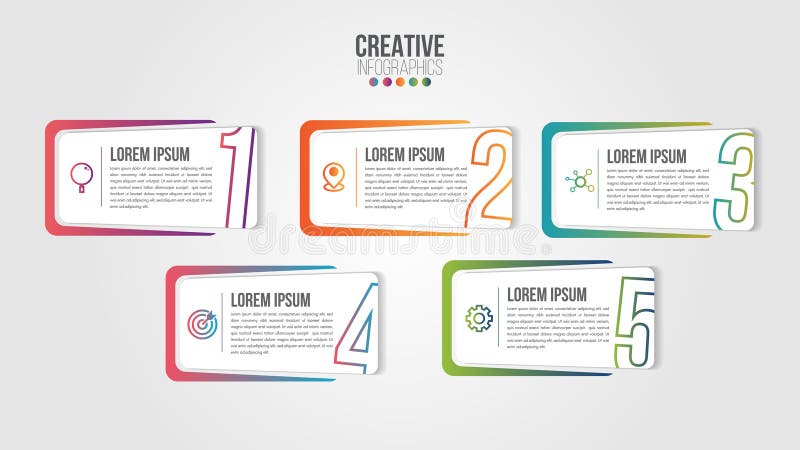 Business Infographic Design Template with Icons and 5 Numbers Options ...