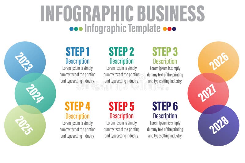 Business Infographic Design Template with Six 6 Steps, Six 6 Options ...