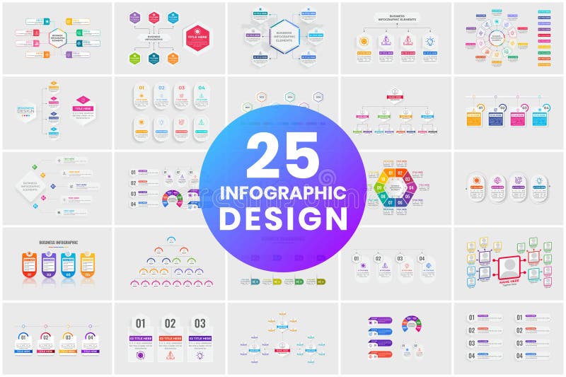 Business Infographic and Diagram Vector Collection with Colorful Shapes ...