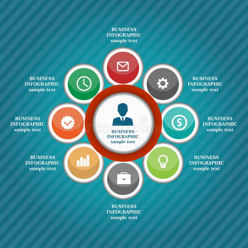 Business Infographic Elements, Pie Chart, Business Steps, Flat Design ...