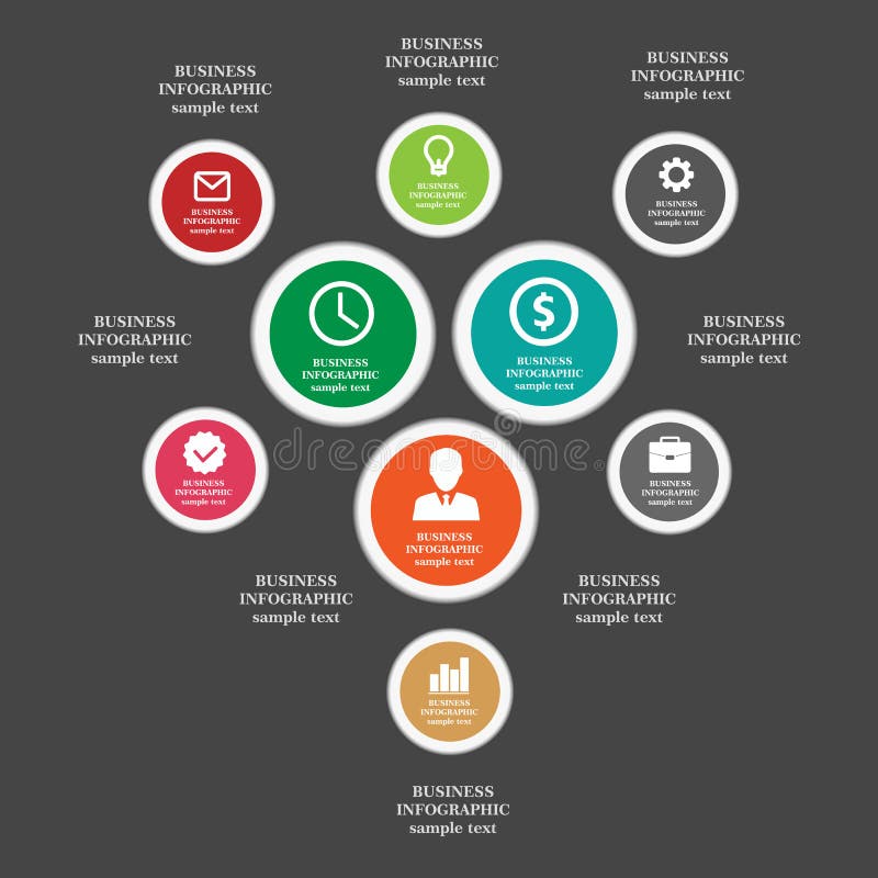 Business Infographic Elements, Pie Chart, Business Steps, Flat Design ...
