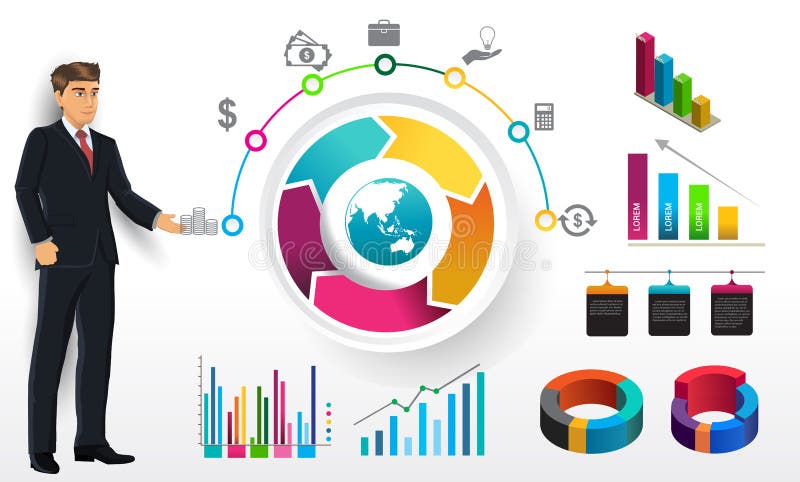 Business Infographic Elements Vector Set, Businessman and Other ...