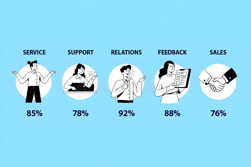 Customer. Chart with Keywords and Icons. Business People Illustrations ...
