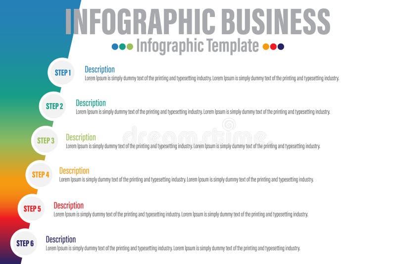 Business Infographic Labels Template with Six 6 Steps, Six 6 Options ...