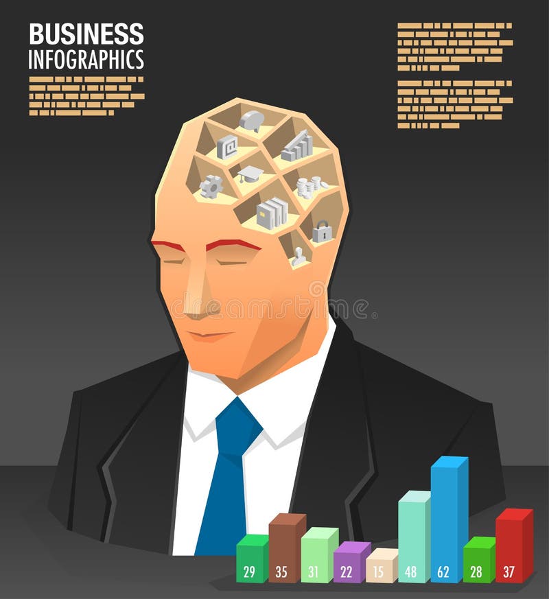 Business Infographic. Man with Ideas in His Head Stock Vector ...