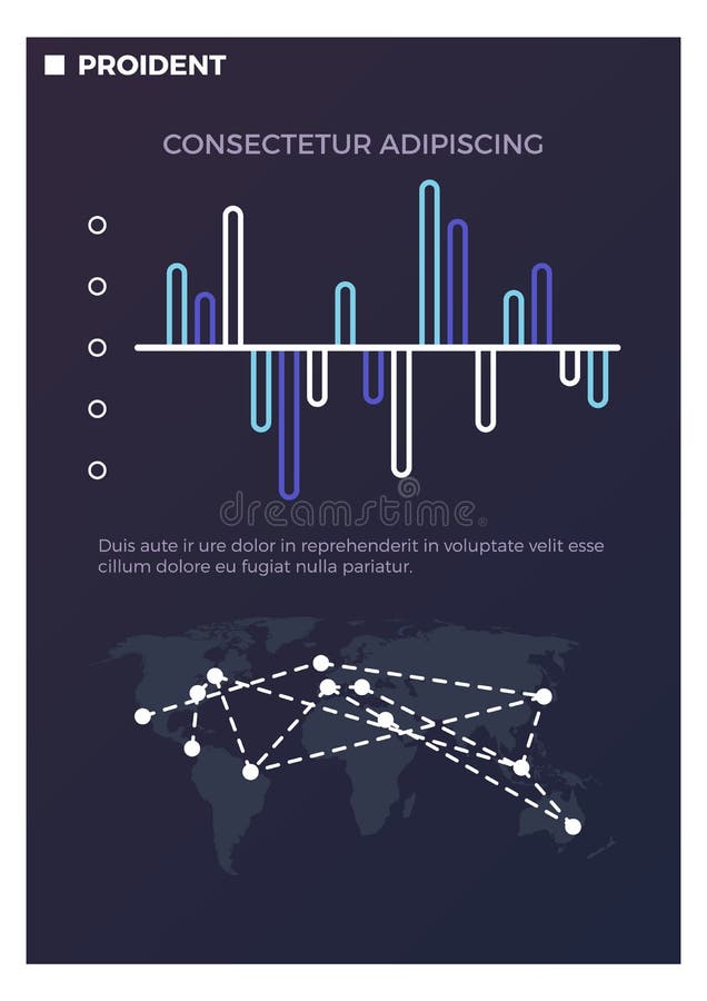 Statistic Page Template with World Map and Line Chart Stock ...