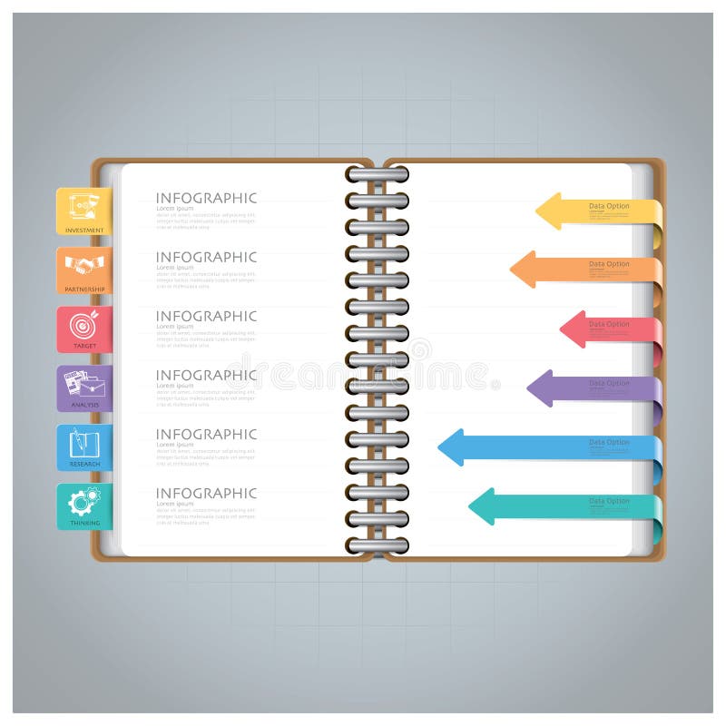 Business Infographic with Ring Notebook Arrow Bookmark Diagram Stock ...