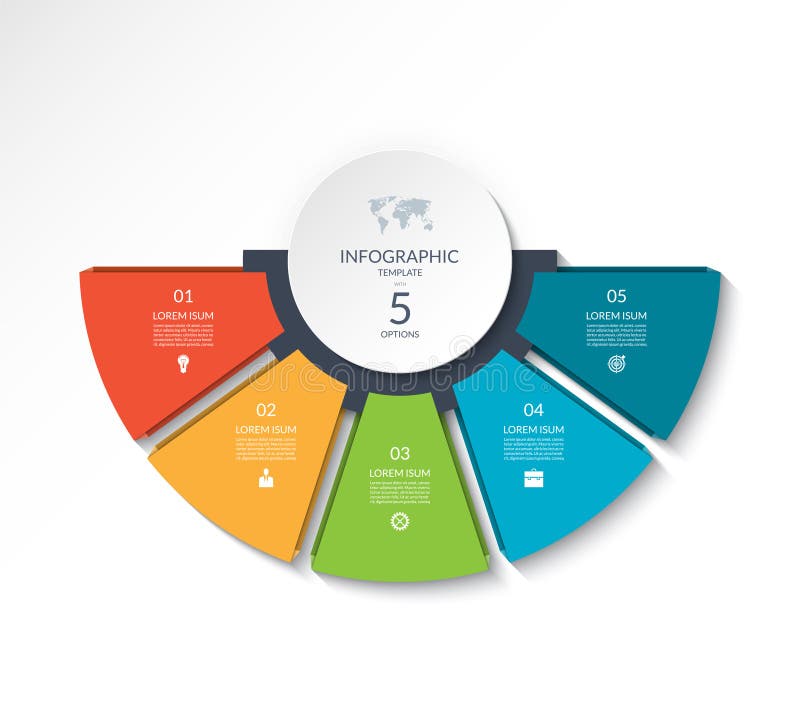 Business Infographic Semi Circle Template with 5 Options. Stock Vector ...