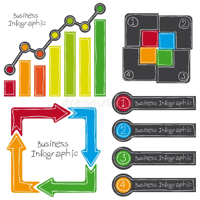 Business Infographic Set. Freehand Drawing Stock Illustration ...