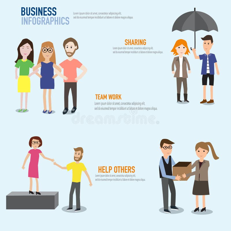 Business Infographic with Teamwork,sharing and Help Others Vecto Stock ...