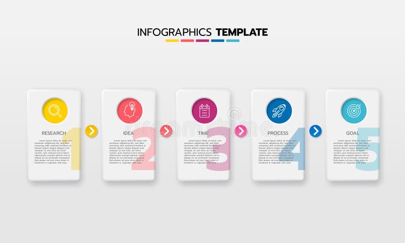 Business Infographic Template Process with Simple Geometry Square ...