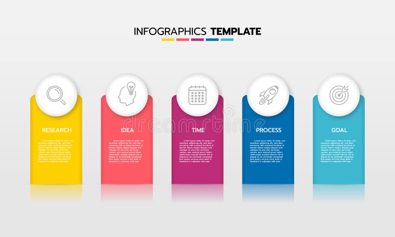 Business Infographic Template Process with Simple Geometry Square ...