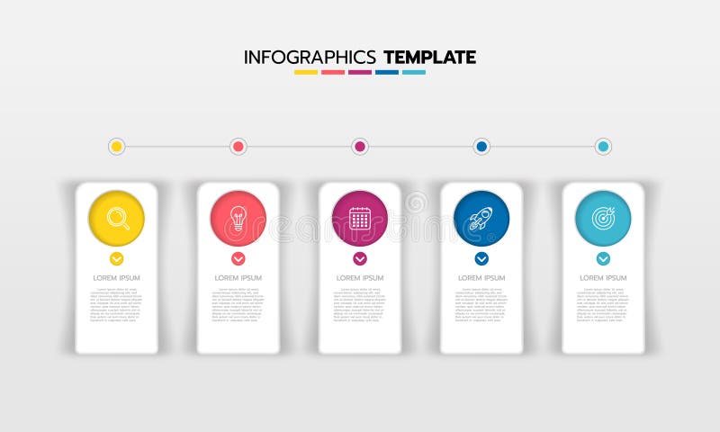Business Infographic Template Process with Simple Geometry Square ...