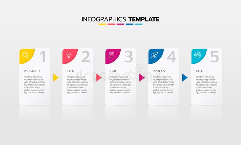Business Infographic Template Process with Simple Geometry Square ...