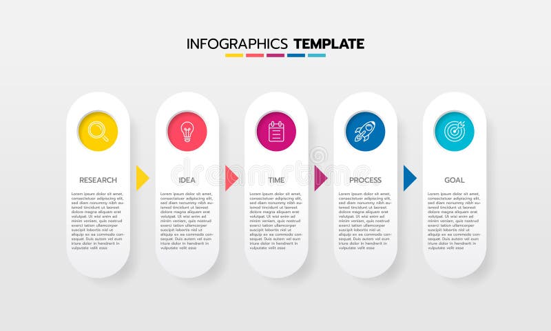 Business Infographic Template Process with Simple Geometry Square ...