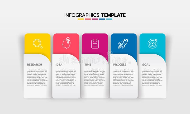 Business Infographic Template Process with Simple Geometry Square ...