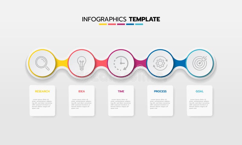 Business Infographic Template Process with Simple Geometry Square ...