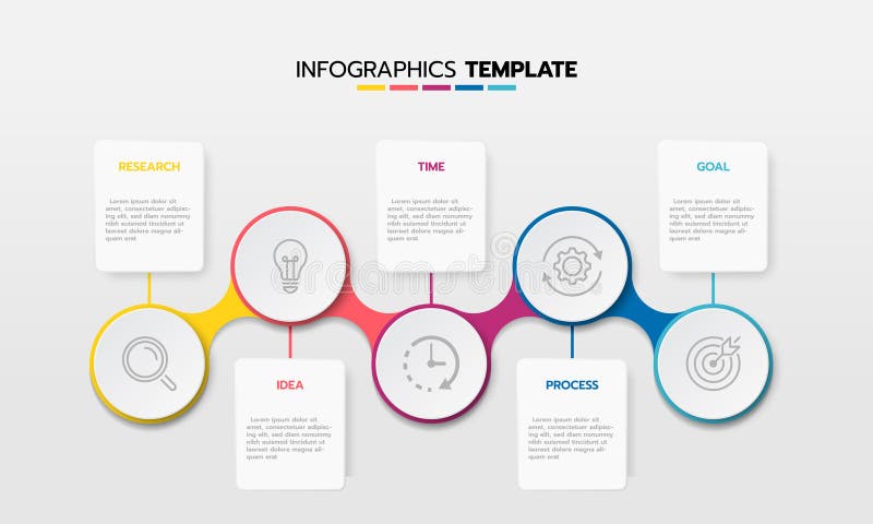 Business Infographic Template Process with Simple Geometry Square ...