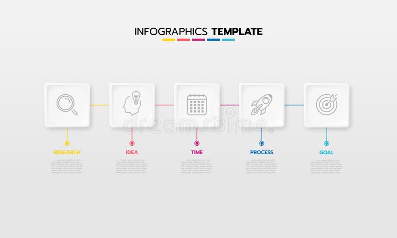 Business Infographic Template Process with Simple Geometry Square ...